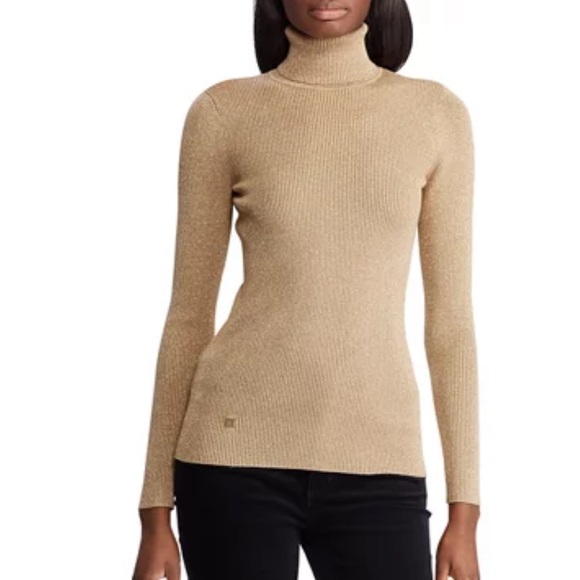 Ralph Lauren | Sweaters | Lauren Ralph Lauren Gold Metallic Ribbed ...